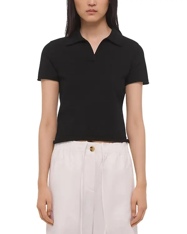 Helmut Lang Ribbed Polo Top - Black