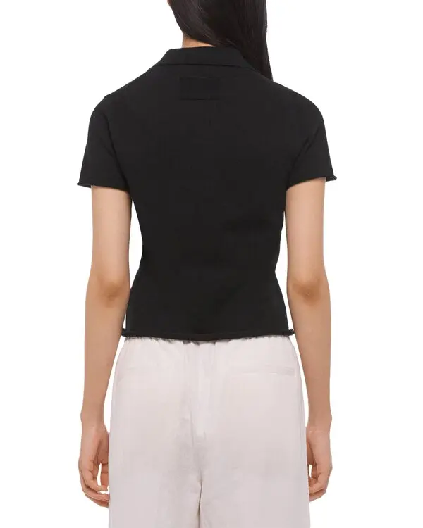Helmut Lang Ribbed Polo Top - Black