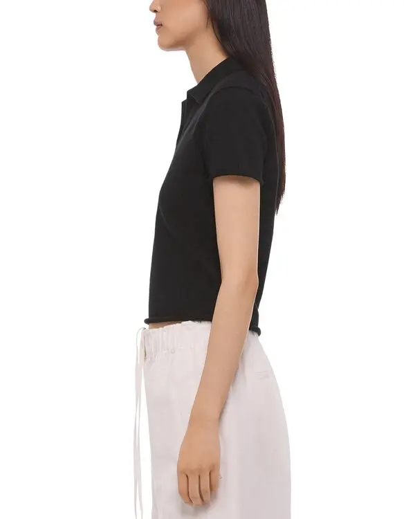 Helmut Lang Ribbed Polo Top - Black