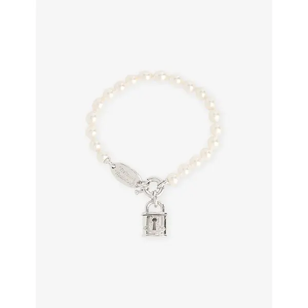 VIVIENNE WESTWOOD Celestia Brass Bracelet - Platinum / Crmrose Pearl