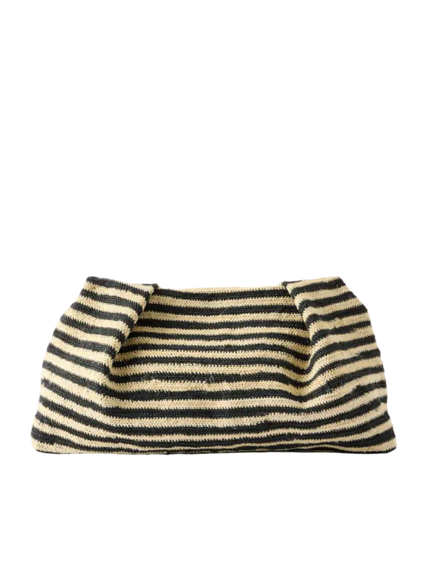 SENSI STUDIO Medium Two-tone Sisal Clutch - Black