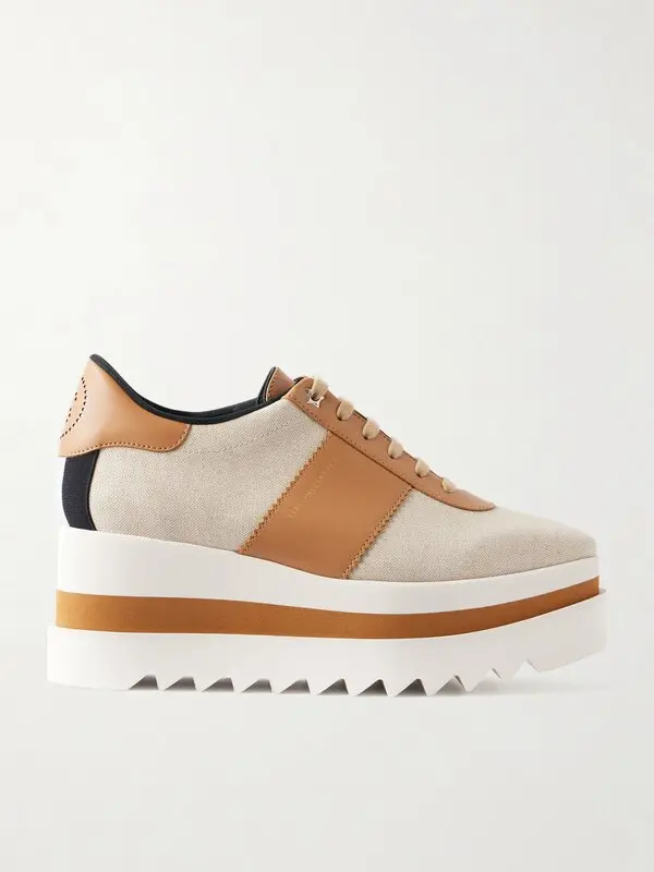 Stella McCartney Sneak-elyse Exaggerated-sole Canvas Sneakers - Brown