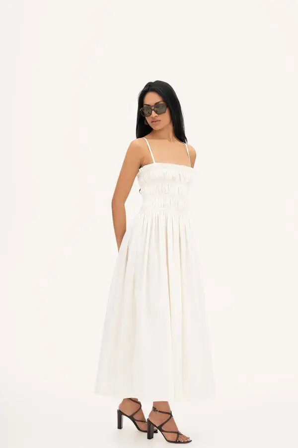 MandiBreeze Iris Midi Dress - Vanilla