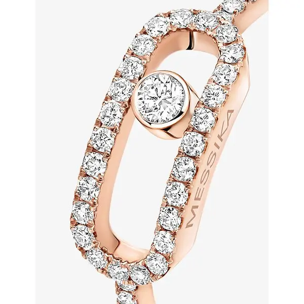Messika Move Uno Large Pavé 18ct Gold And 0.31ct Diamond Ring - Pink