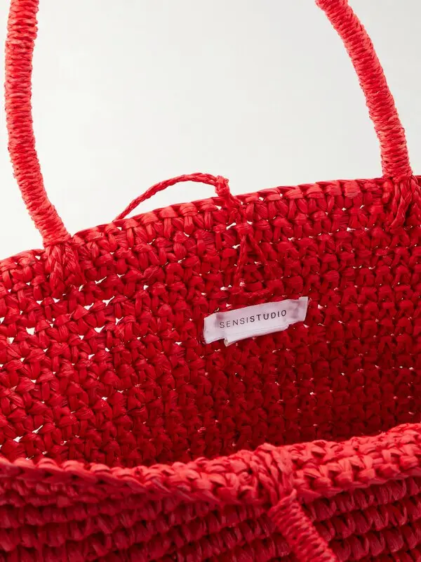 SENSI STUDIO Large Straw Tote - Red