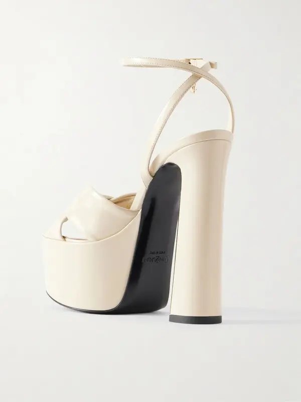 Saint Laurent Franciane Leather Sandals - Neutrals