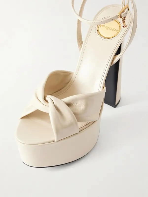 Saint Laurent Franciane Leather Sandals - Neutrals