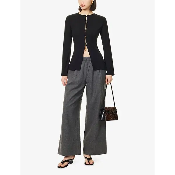 REFORMATION Fernando Wide-leg Wool-blend Trousers - Grey Wool