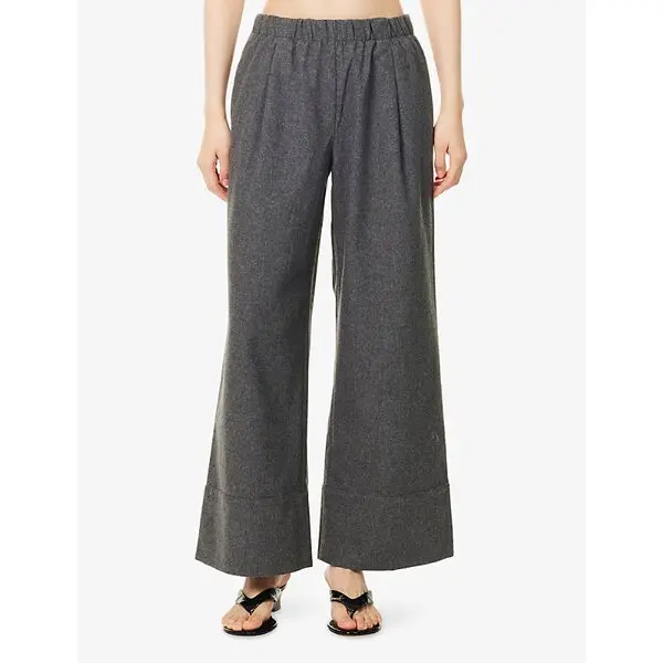 REFORMATION Fernando Wide-leg Wool-blend Trousers - Grey Wool
