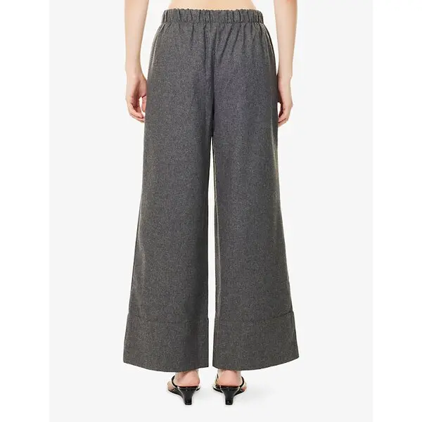 REFORMATION Fernando Wide-leg Wool-blend Trousers - Grey Wool