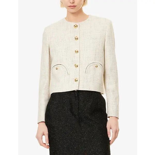 BLAZÉ MILANO Shamo Bolero Wool-blend Jacket - Oyster