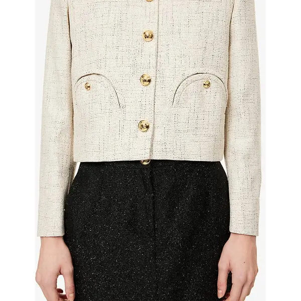 BLAZÉ MILANO Shamo Bolero Wool-blend Jacket - Oyster