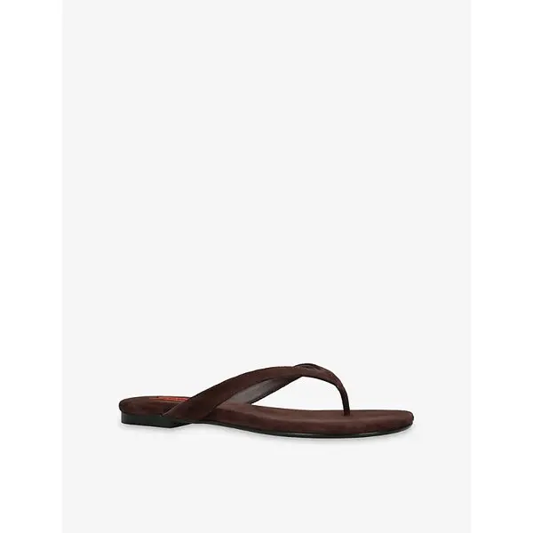 SIMONMILLER Riviera Thong Suede Sandals - Dark Brown