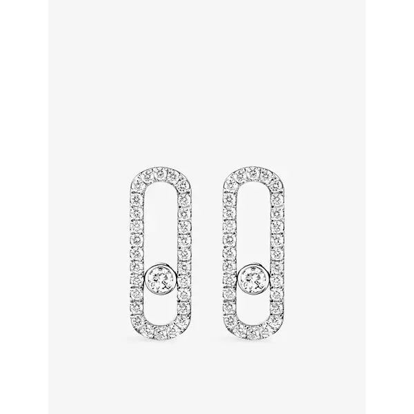 Messika Move Uno Pavé 18ct Gold And 0.66ct Diamond Earrings - White