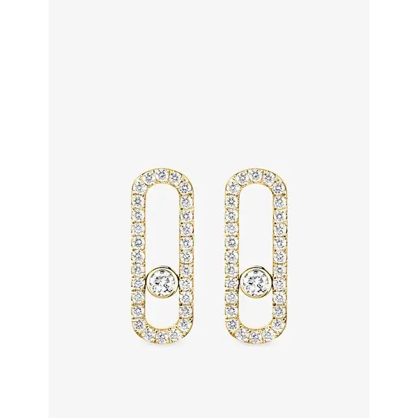 Messika Move Uno Pavé 18ct Gold And 0.66ct Diamond Earrings - Yellow