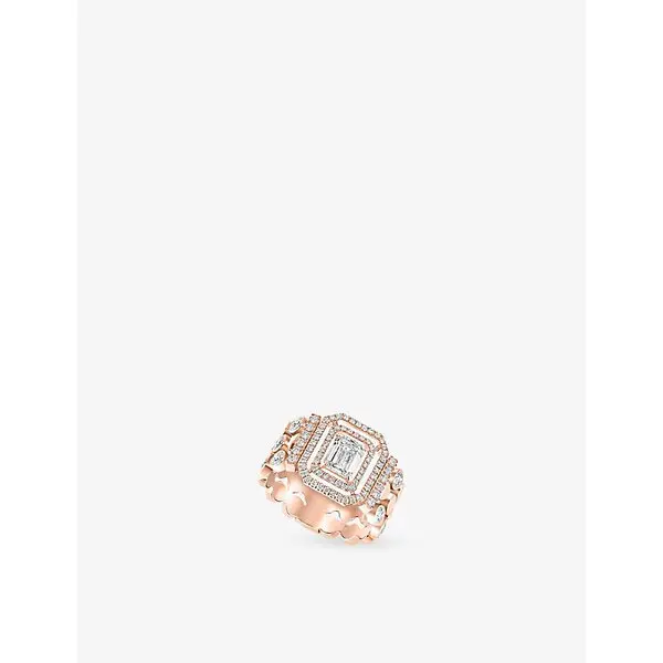Messika D-vibes Multi Row 18ct Gold And 1.33ct Diamond Ring - Pink