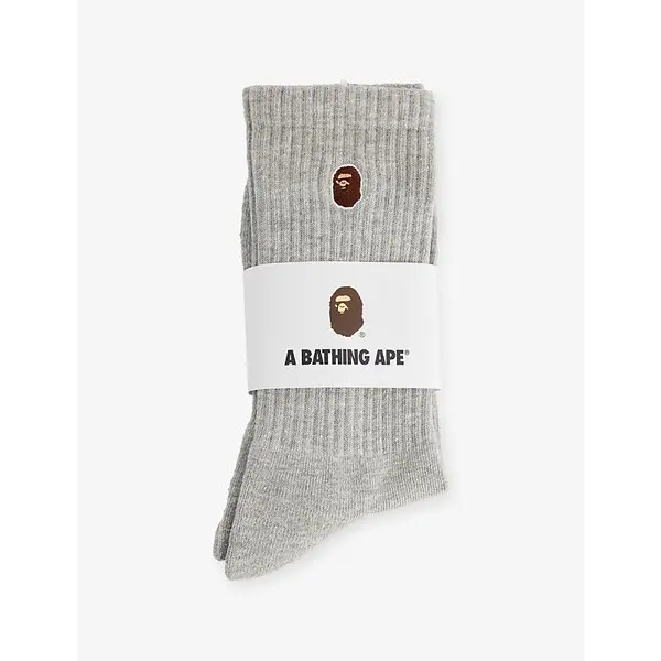 A BATHING APE One Point Cotton-blend Crew Socks - Grey