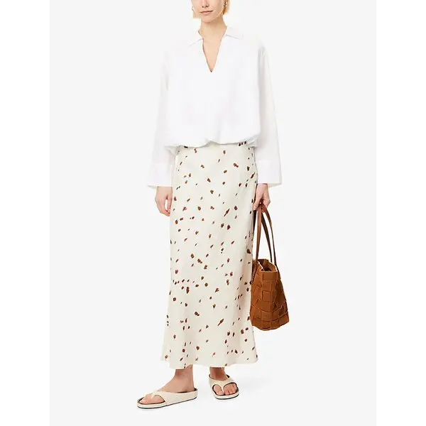 SAMSOE SAMSOE Printed Linen Maxi Skirt - Stray Dott