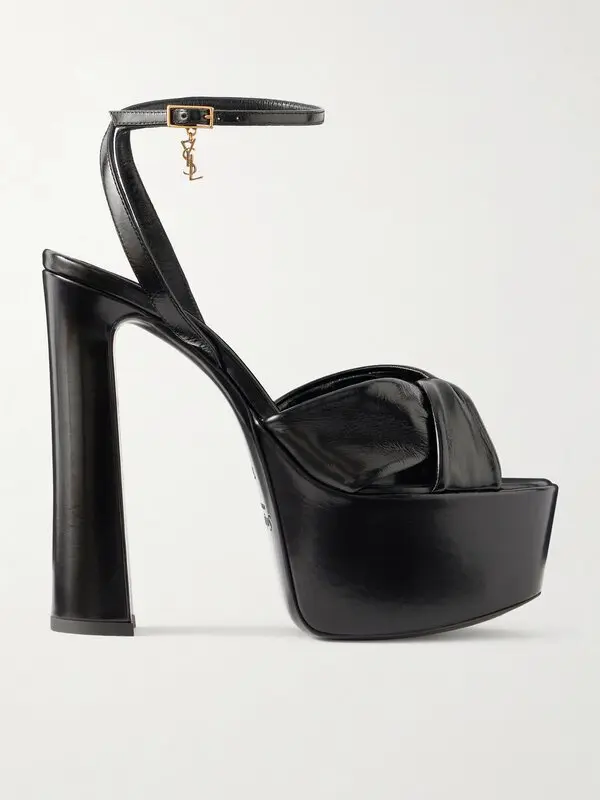Saint Laurent Franciane Leather Sandals - Black