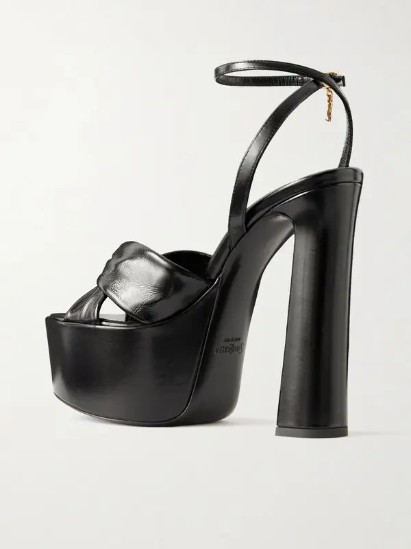 Saint Laurent Franciane Leather Sandals - Black