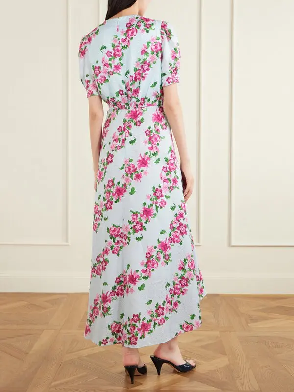 Saloni Floral-print Silk-satin Midi Dress - Multi