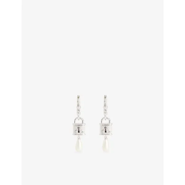 VIVIENNE WESTWOOD Celestia Small Brass Drop Earrings - Platinum / Crmrose Pearl