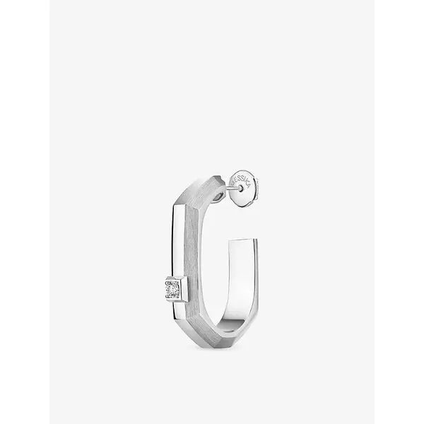 Messika Moderniste Single Pavé Diamond Hoop Earring - White