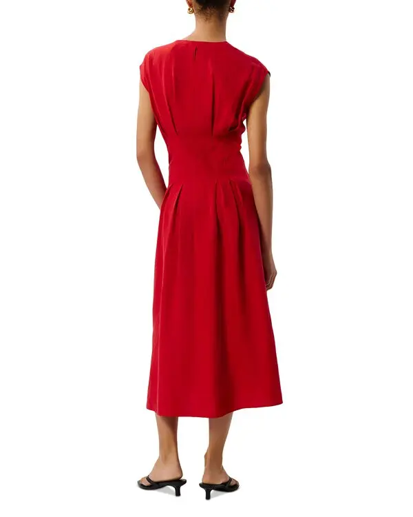 Whistles Paneled Linen Blend Midi Dress - Red