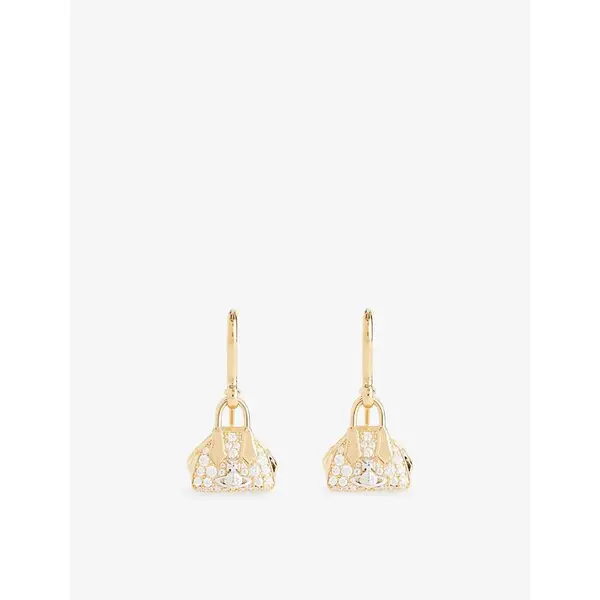 VIVIENNE WESTWOOD Yasmine Pendant Brass Drop Earrings - Gold/platinum/white