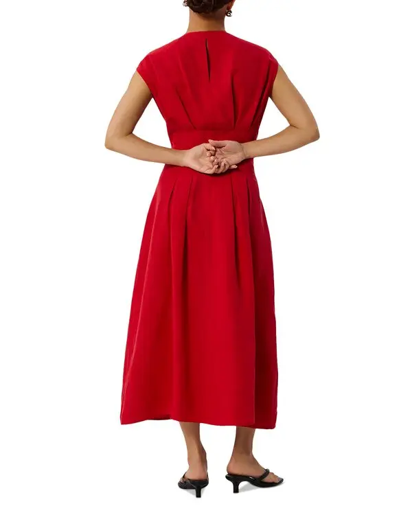 Whistles Petite Panel Linen Blend Midi Dress