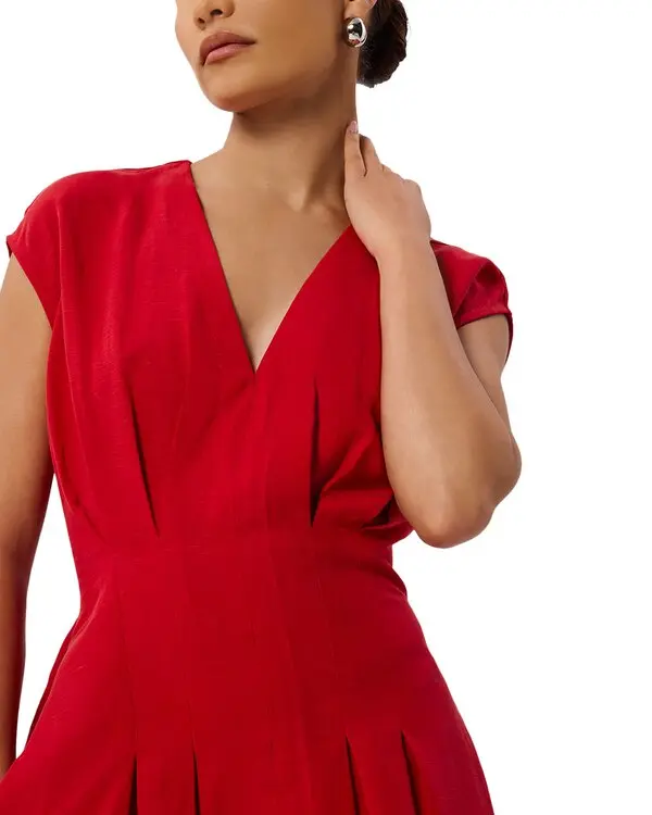 Whistles Petite Panel Linen Blend Midi Dress