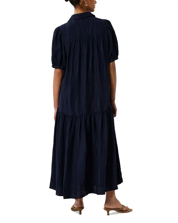 Whistles Textured Drop Waist Midi Dress