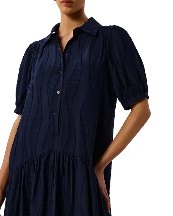 Whistles Textured Drop Waist Midi Dress