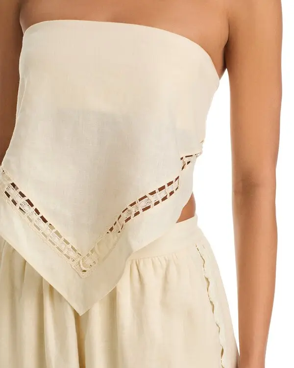 Simkhai Lahni Linen Lace Trim Top - Sand