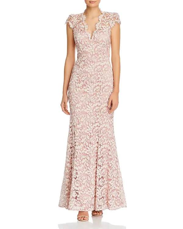 Eliza J Scalloped-edge Lace Gown - Blush