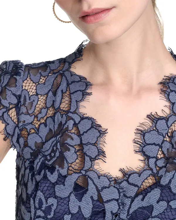 Eliza J Scalloped-edge Lace Gown - Denim