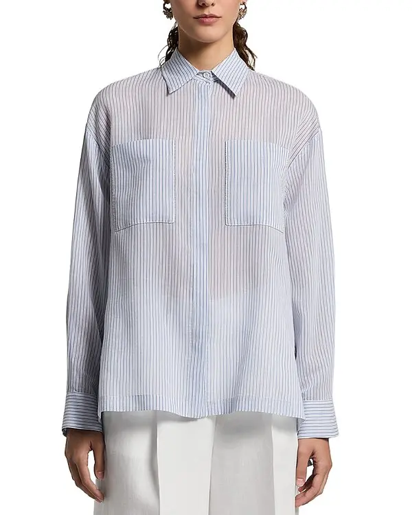 Peserico Striped Patch Pocket Shirt
