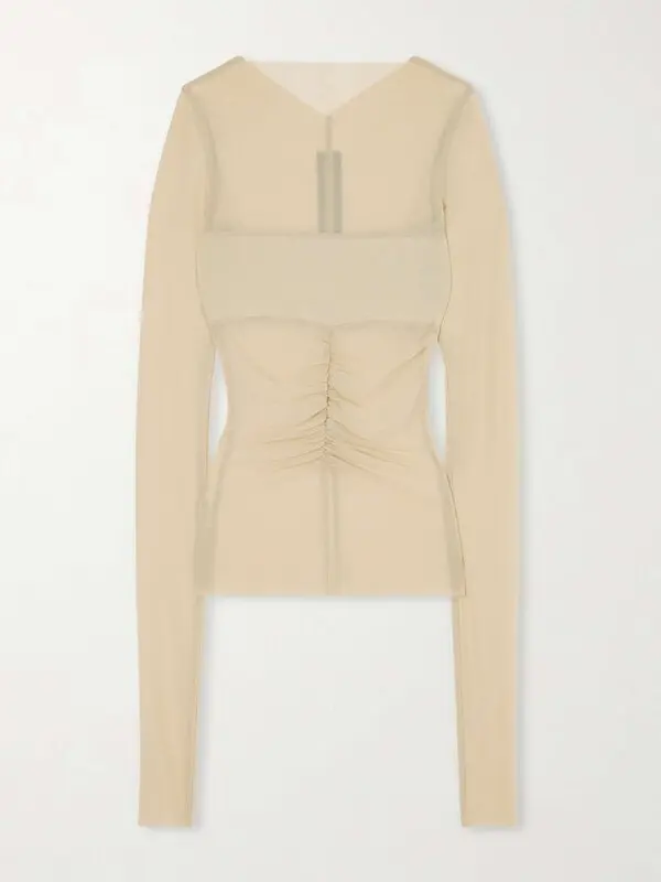 Rick Owens Ruched Stretch-mesh T-shirt