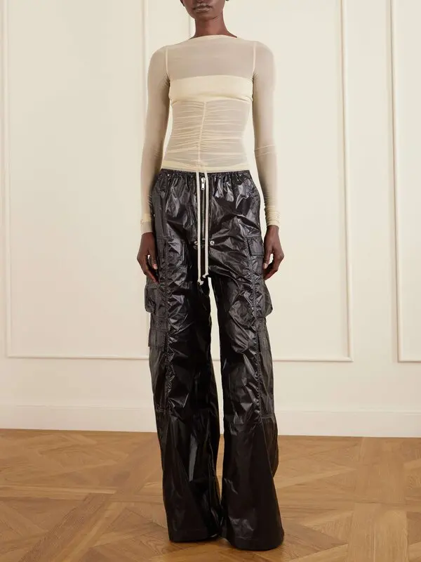 Rick Owens Ruched Stretch-mesh T-shirt