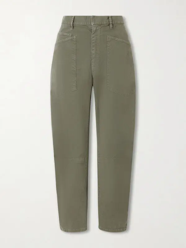 NILI LOTAN Shon Cotton-blend Twill Tapered Cargo Pants - Green
