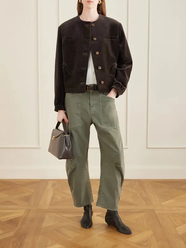 NILI LOTAN Shon Cotton-blend Twill Tapered Cargo Pants - Green