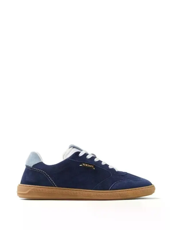 Versace Greca Court Logo Suede Sneakers - Blue