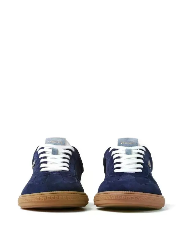 Versace Greca Court Logo Suede Sneakers - Blue