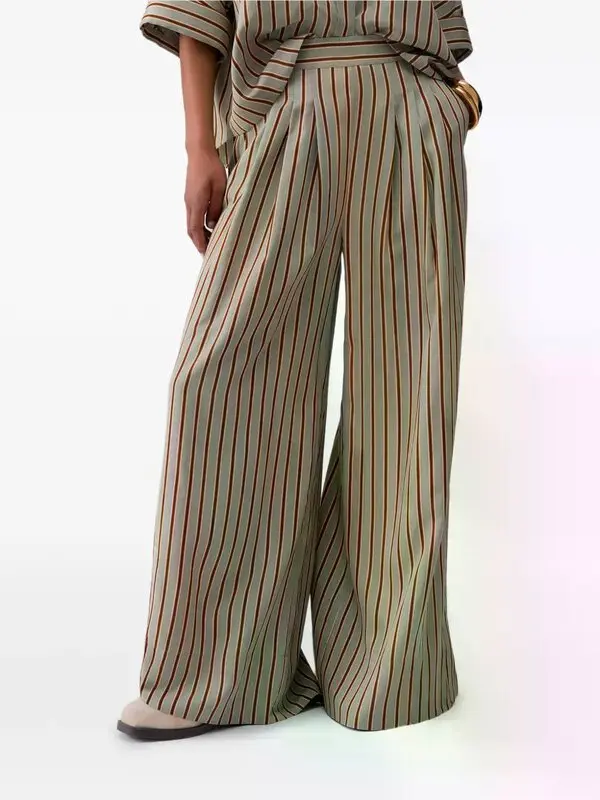 Liu Jo Striped Wide Leg Trousers - Green
