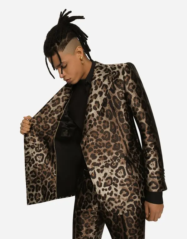 Dolce & Gabbana Double-breasted Leopard-design Jacquard Sicilia-fit Suit