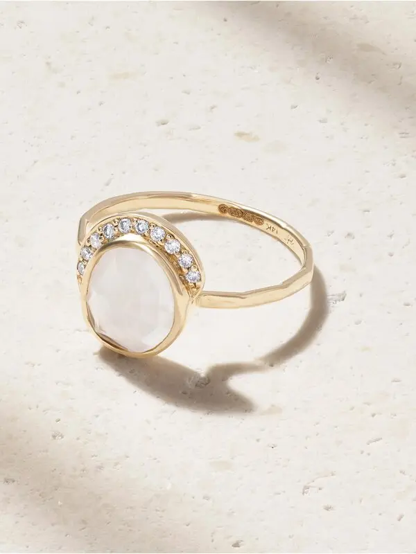MELISSA JOY MANNING Freeform 14-karat Moonstone And Diamond Ring - Gold