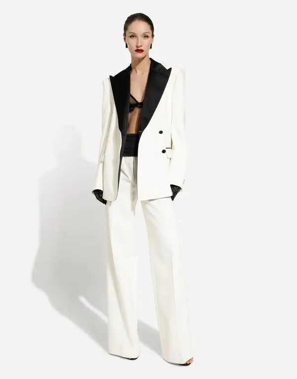 Dolce & Gabbana Flared Double Crepe Pants - White