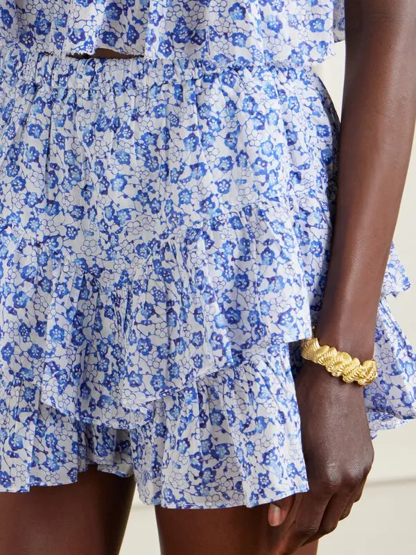 MARANT ETOILE Jocadia Floral-print Cotton-voile Mini Skirt - Blue