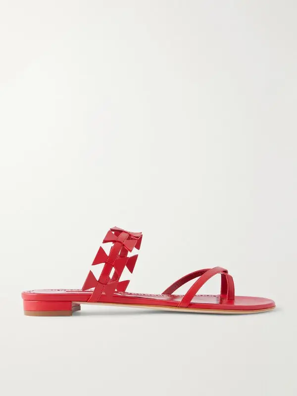 Manolo Blahnik Maura Leather Sandals - Red