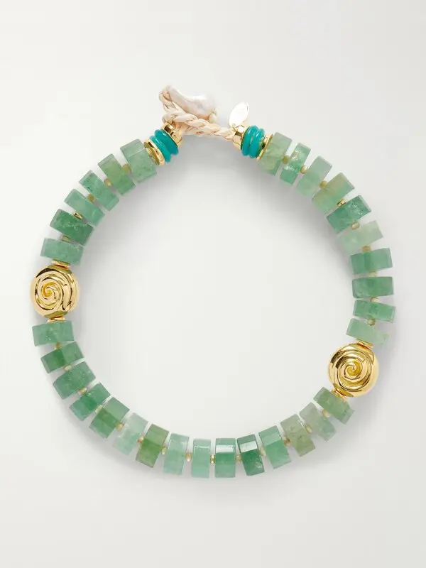 LIZZIE FORTUNATO Nautilus Gold-tone, Pearl And Quartz Necklace - Green